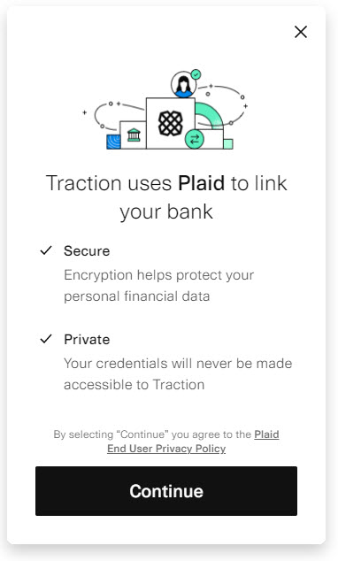 How do I connect banks or credit cards to my Traction account via Plaid?